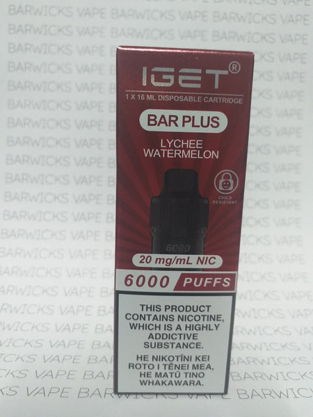 IGET BAR PLUS 6000 20mg Lychee Watermelon – Barwicks Vape Mart